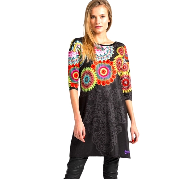 Desigual | Tops | Nwot Desigual 7s Floral Design High Slit Tunic | Poshmark